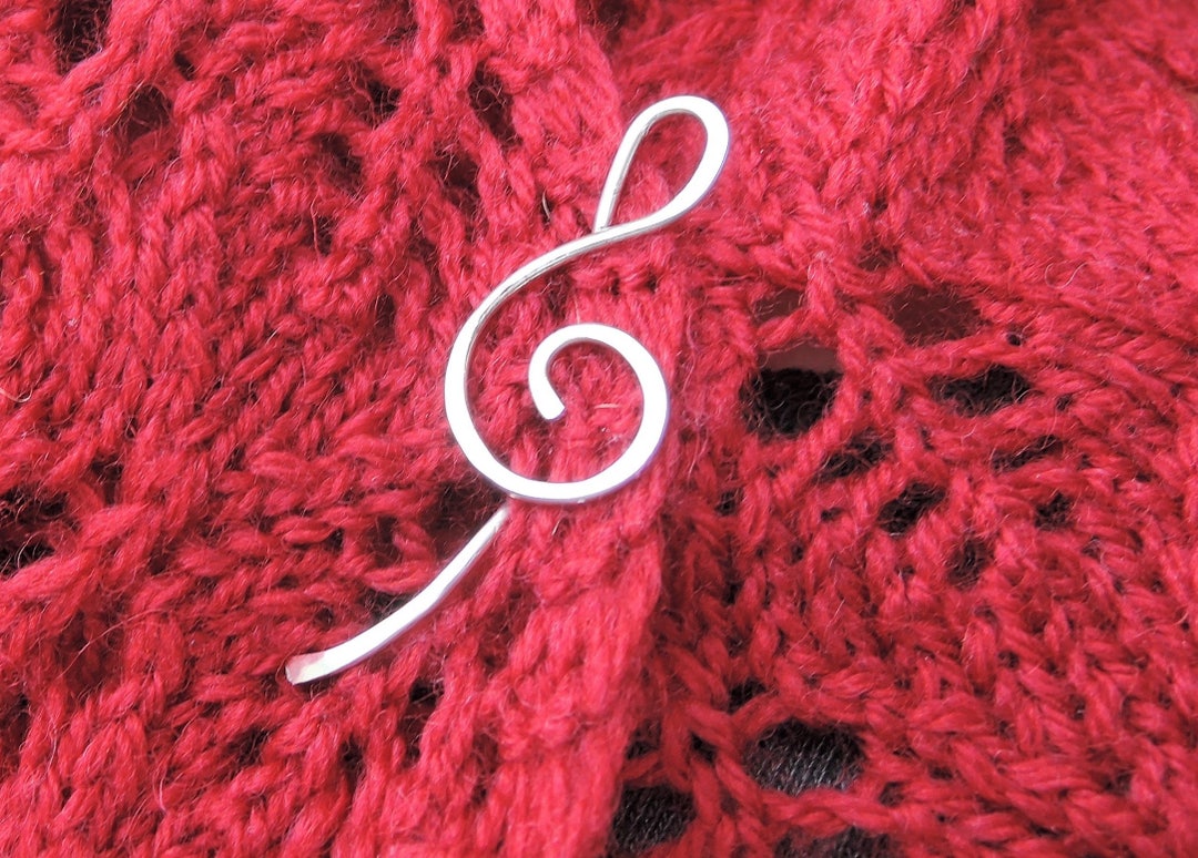 Silver Treble Clef Pin, Shawl, Scarf, Hat Music Jewelry, Music Note Pin ...
