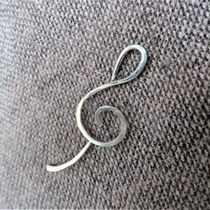 Silver Treble Clef Pin, Shawl, Scarf, Hat Music Jewelry, Music Note Pin ...
