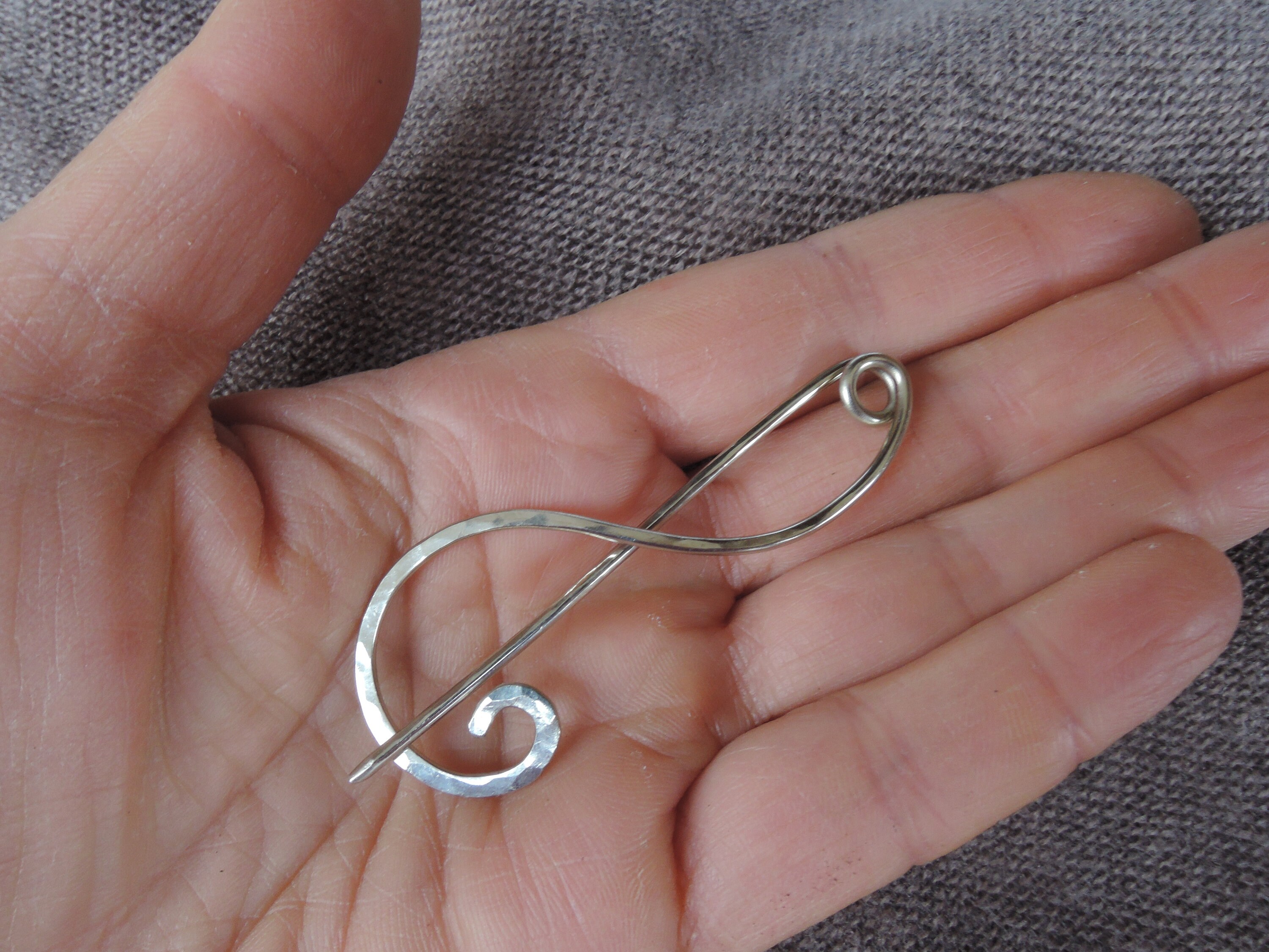 Silver shawl pin Minimalist modern shawl or scarf pin | Etsy