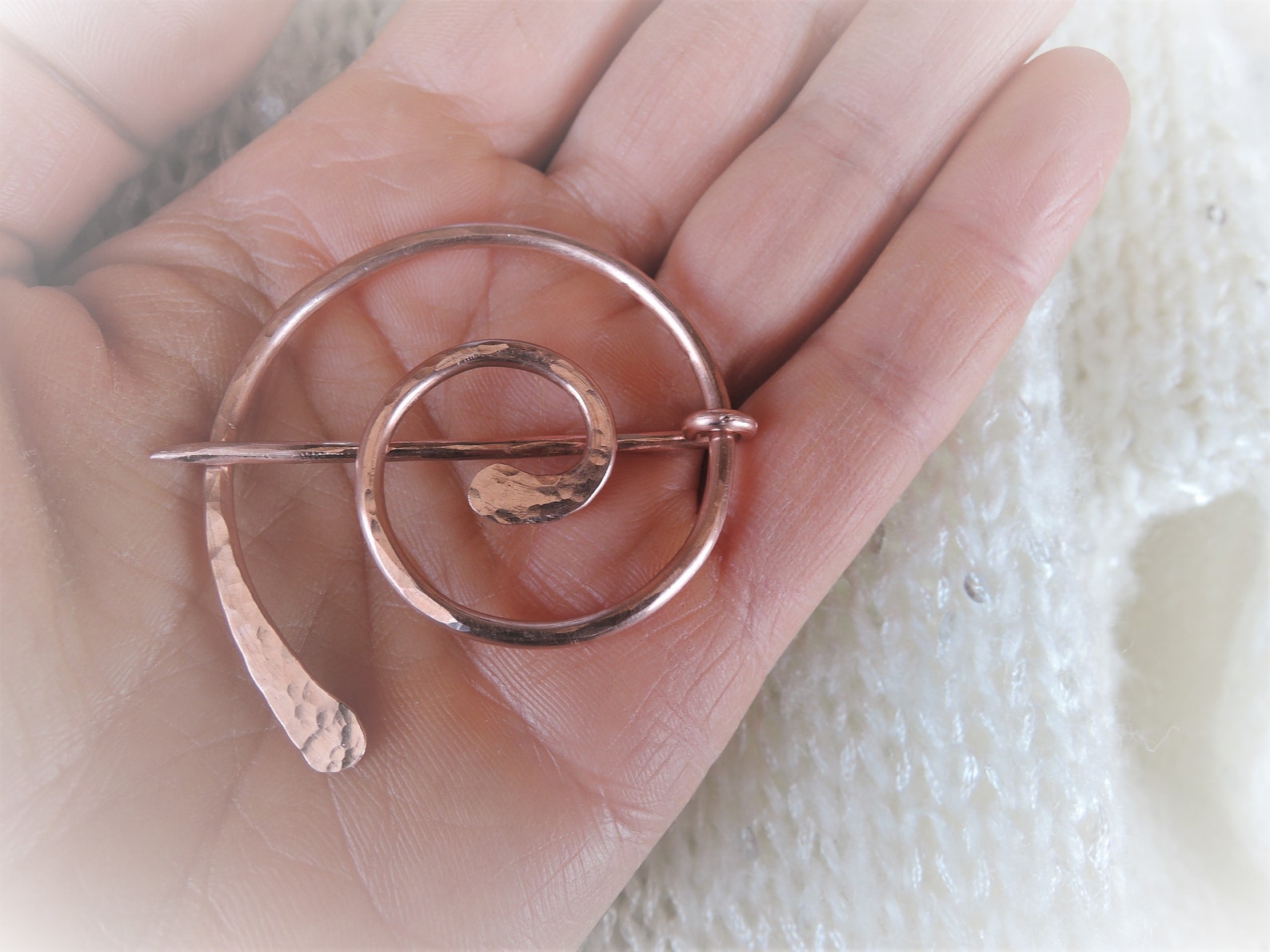 Copper Shawl Pin, Scarf Pin, Hat Pin, Cardigan Clip, Wire Wrap Round ...