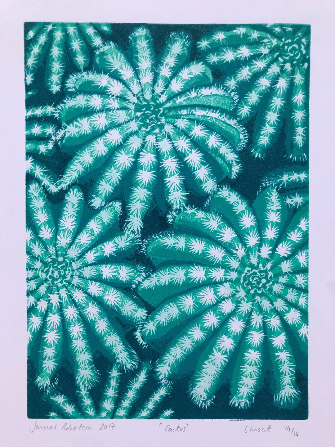 Cactus Linocut Print - Etsy