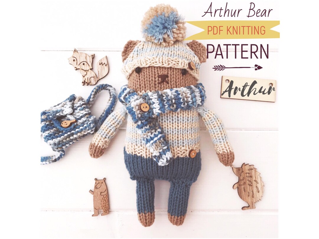 Easy Knit Mini Teddy Bear 'arthur' + Accessories Knitting Pattern ...