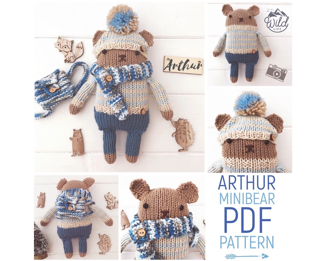 Hand Knitted Toy Mini Teddy Bear Doll 'arthur' With Knitted Accessories ...