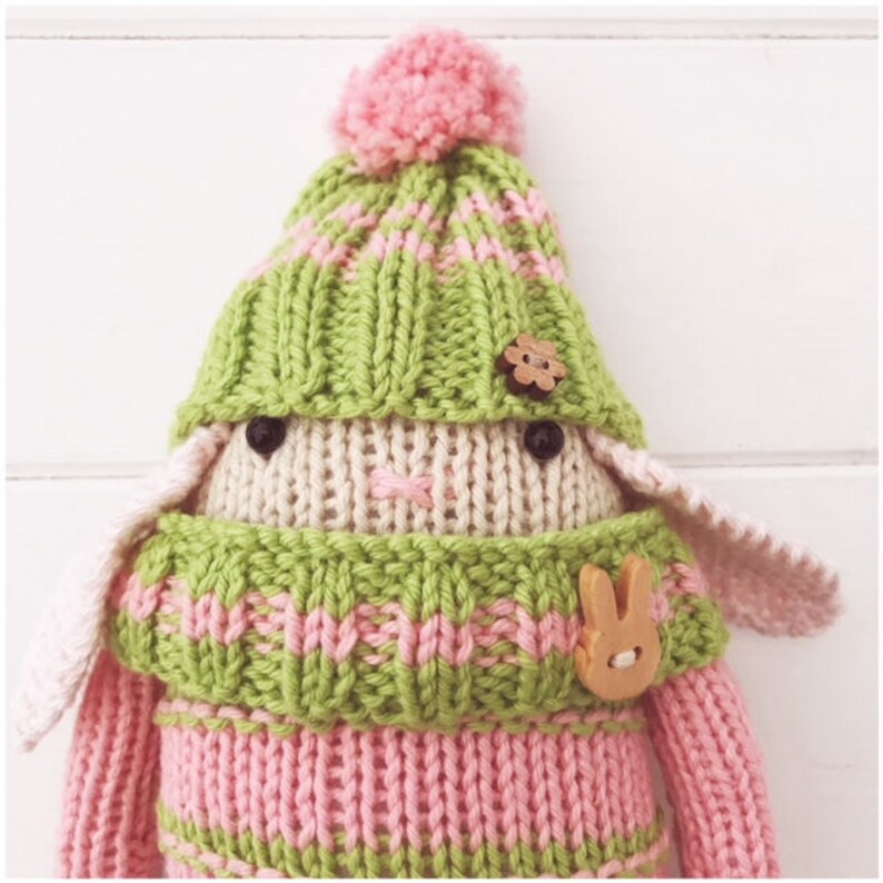 Hand Knitted Toy Mini Bunny Rabbit Doll 'blossom' With - Etsy