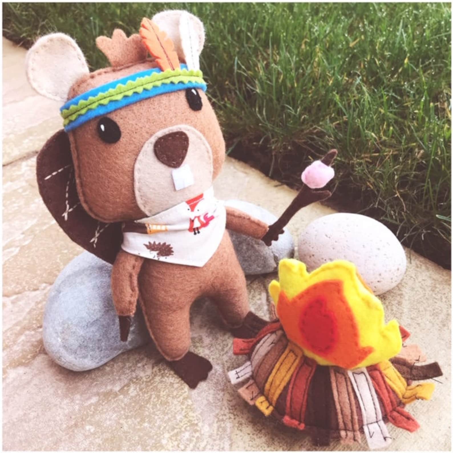 Felt Mini Doll 'chuck' the Beaver With Camping - Etsy