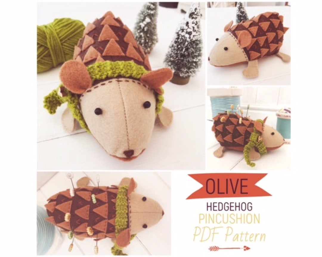 Felt Hedgehog Doll/pincushion 'olive' With Knitted Scarf PDF Sewing ...