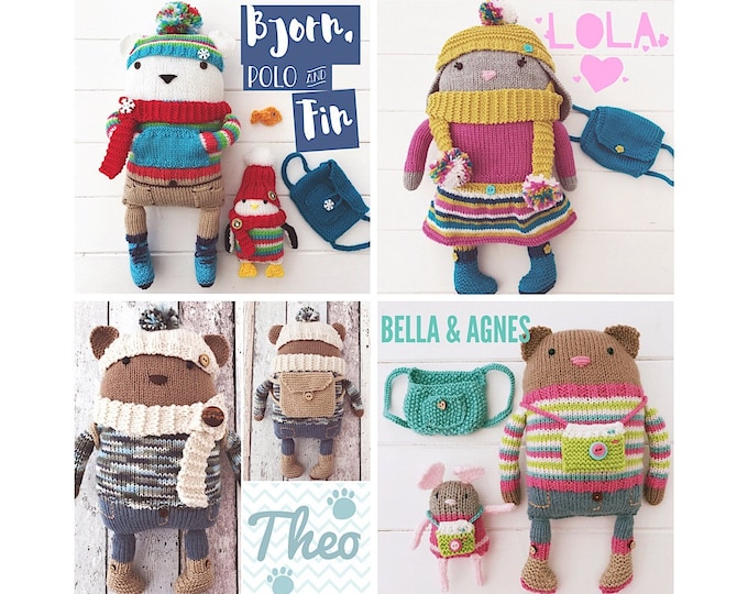 Mini Animal Stuffies Knitting Pattern Small Teddy Bear, Bunny Rabbit ...