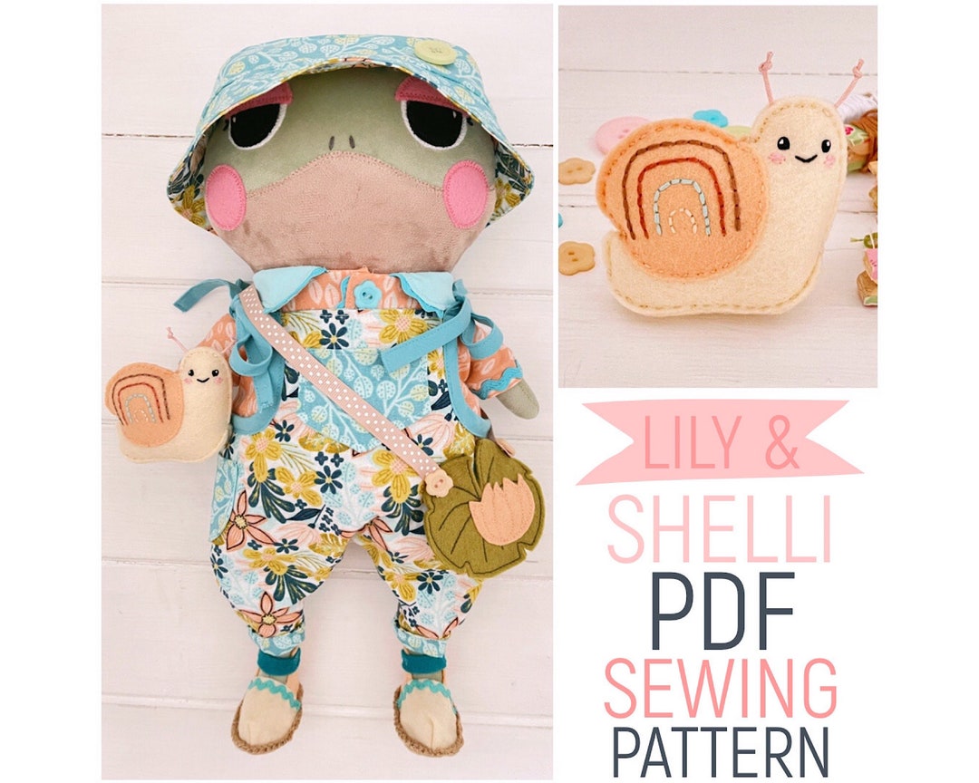 Frog Cloth Doll 'lily' and Felt Snail Friend 'shelli' Plus Doll Clothes ...