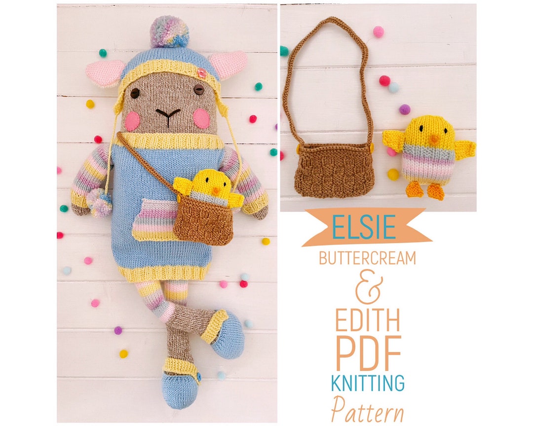 Hand Knitted Toy Lamb Doll 'elsie Buttercream' With Chick Pal 'edith ...