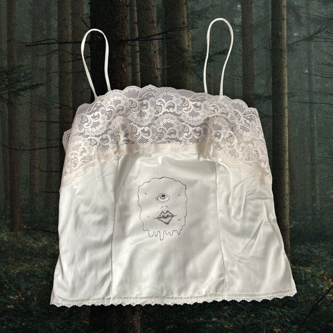 Hand-painted Creepy Horror Monster on Handmade Vintage Upcycled ...