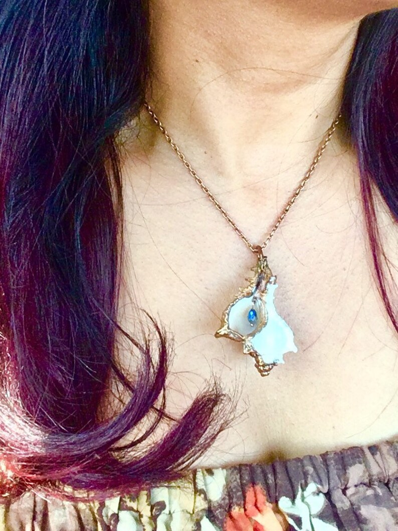 Electroformed Copper Conch Shell Necklace: Swarovski Crystal Amulet - Etsy
