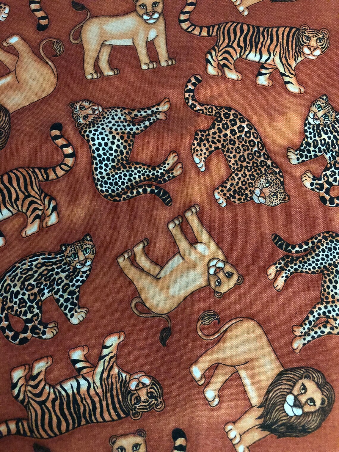 Jungle Cats Fabric 1/2 Yard By Dan Morris Rust Mix Designer | Etsy