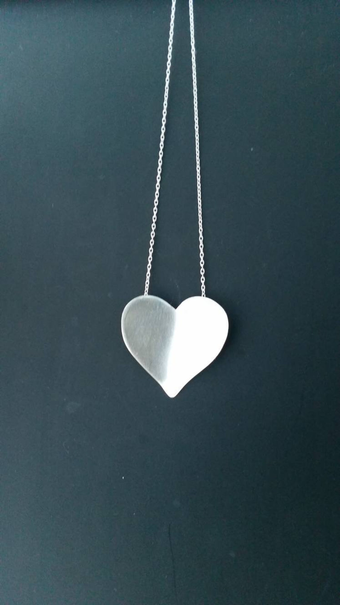 Curved Sterling Silver Heart - Etsy