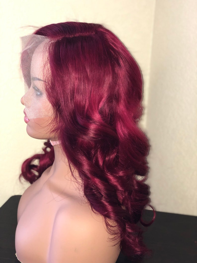 Luxury Frontal Wig Burgundy - Etsy