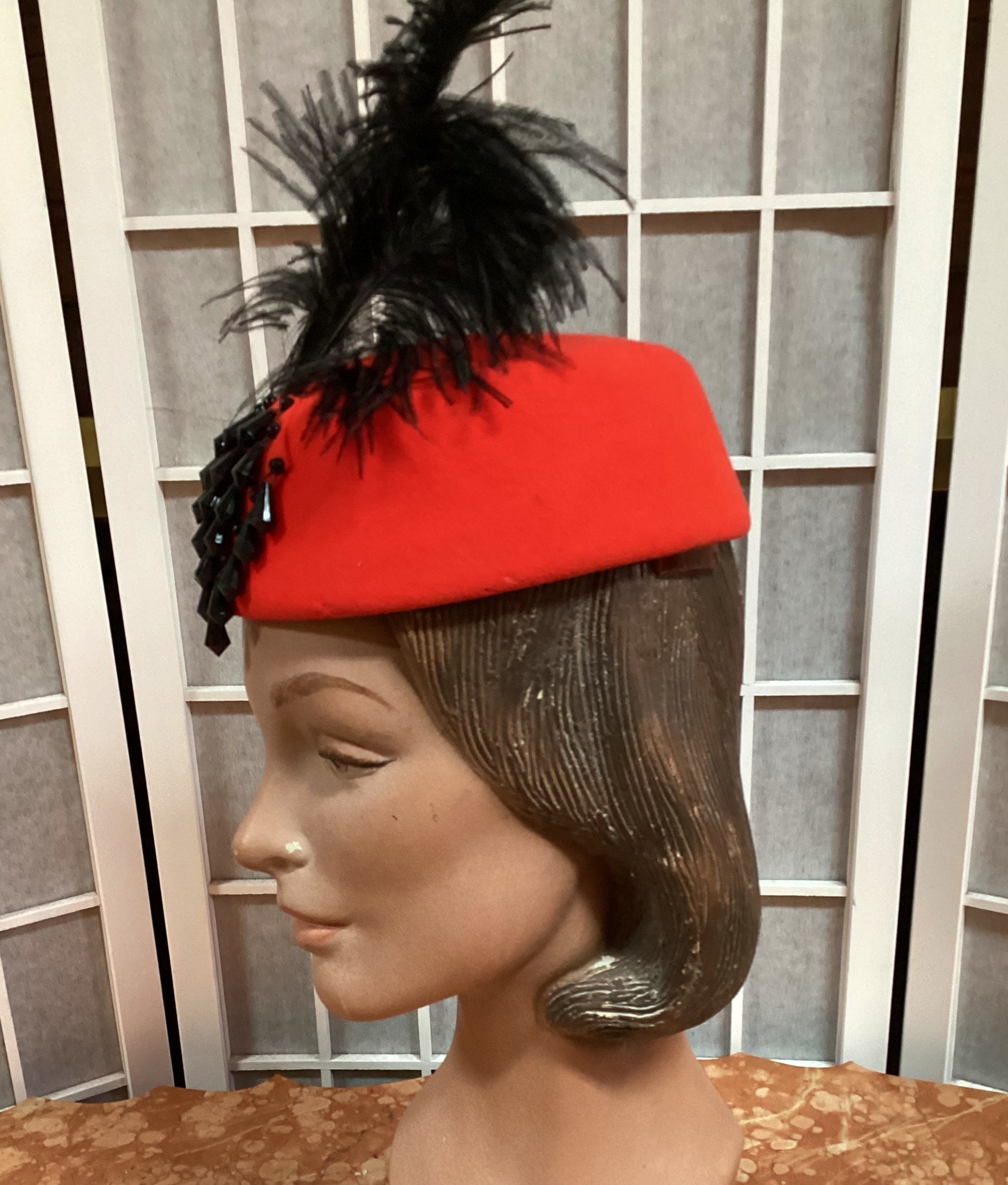 1980s Red Beaded Hat by Halston - Etsy