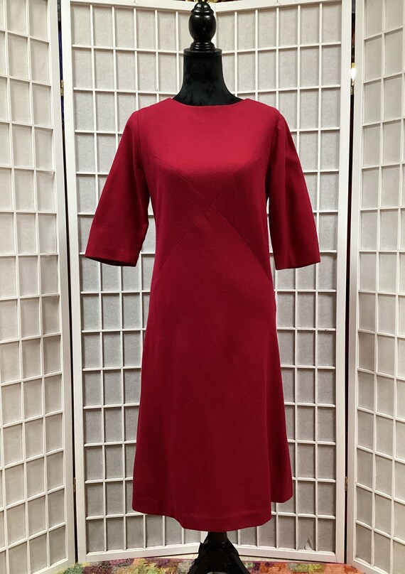 1960s Ruby Red Shift Sixties Grid Check Shift Dress … Gem
