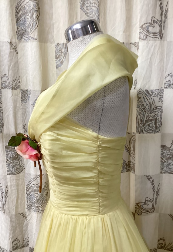 1950s Butter Yellow Organza Party Dress - Gem