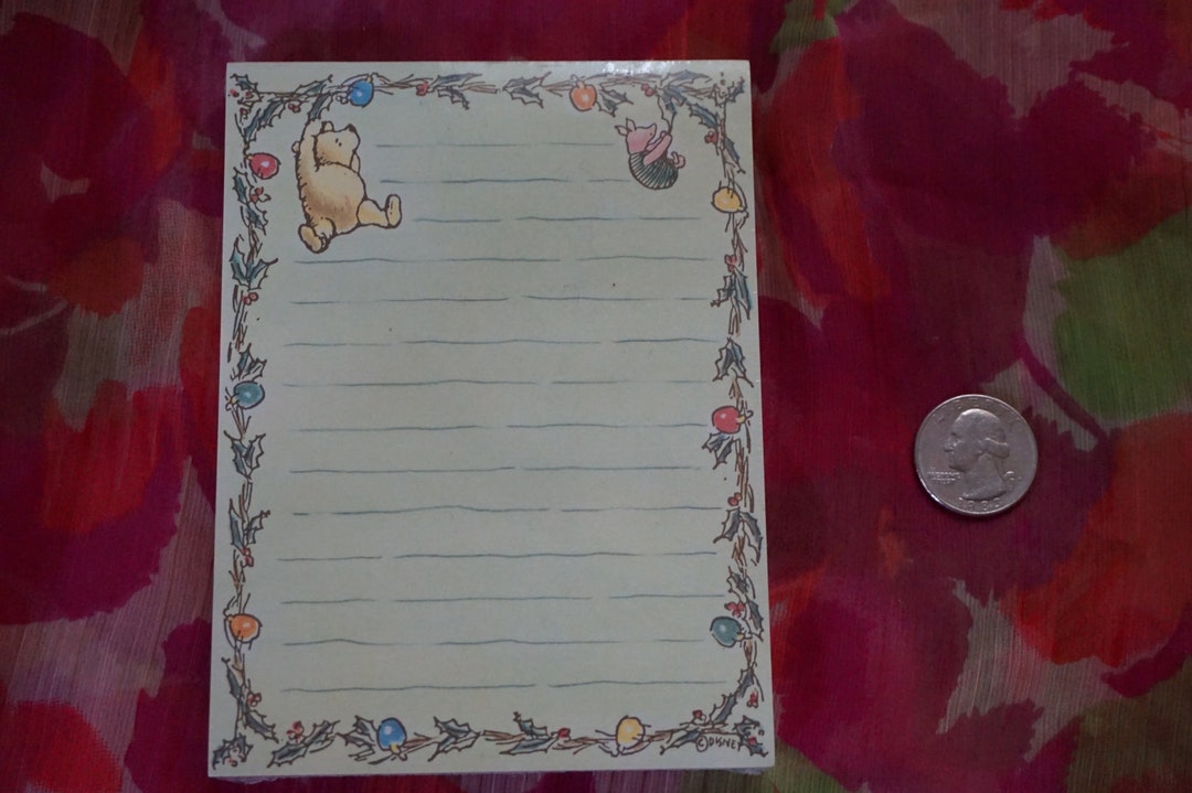Charming Cute Vintage 90s Winnie the Pooh Christmas Stationery Notepad ...