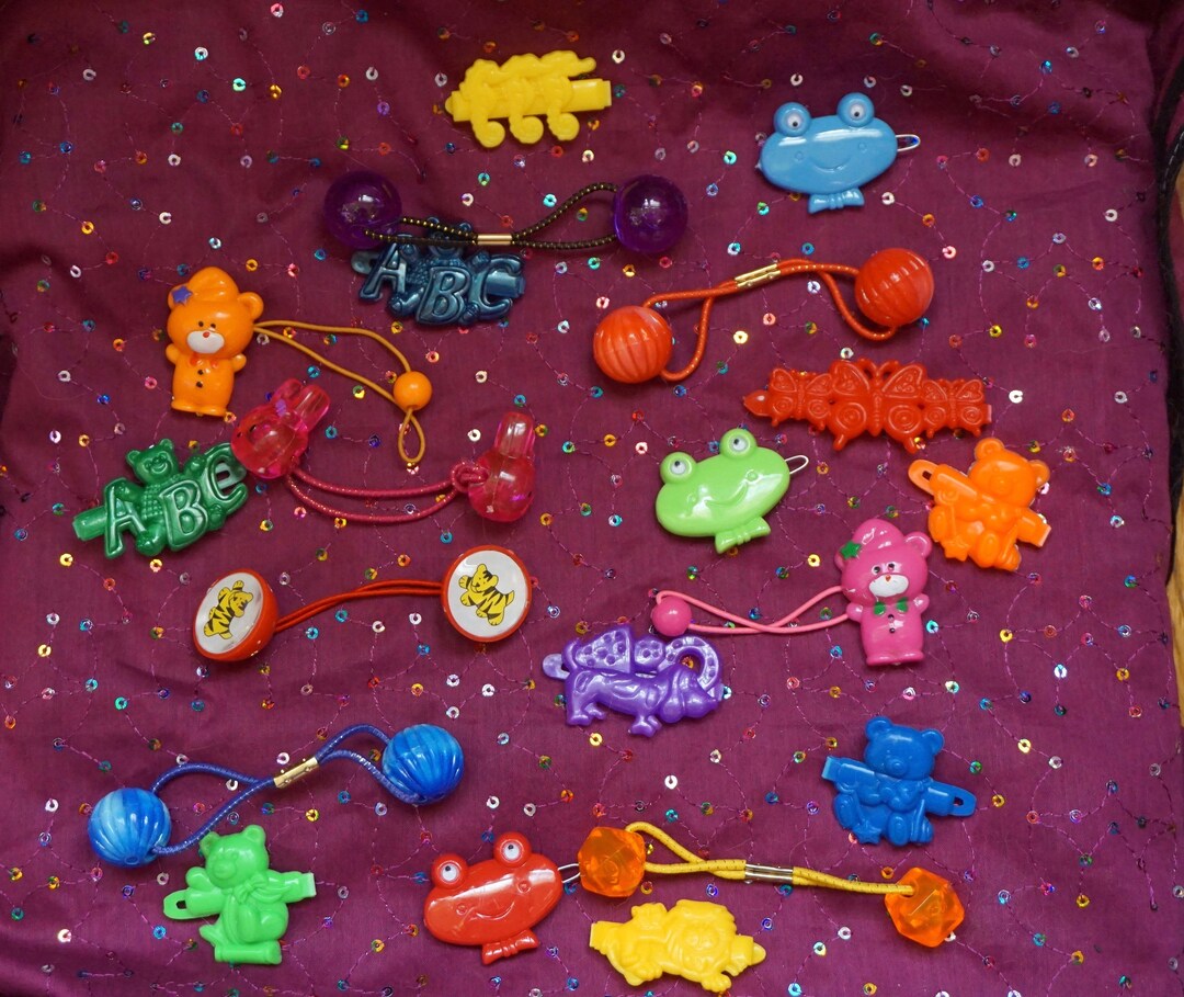 Fun Bold Large Vintage Set of 90s Kitsch Colorful Barrettes and Hair ...