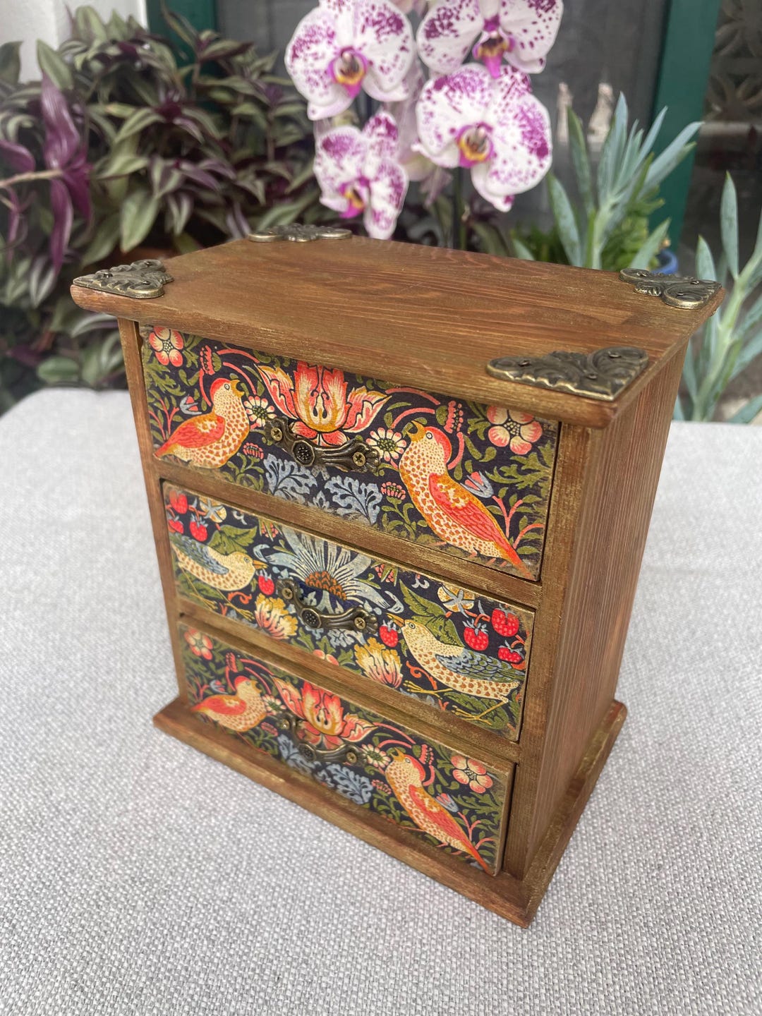 William Morris Strawberry Thief-unique Mini Drawer-hand Decorated ...