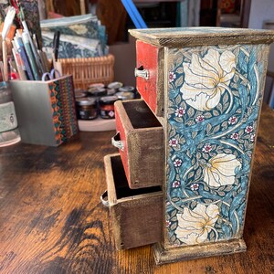 William Morris Tulips unique Mini Drawer-hand Decorated Wooden Drawer ...