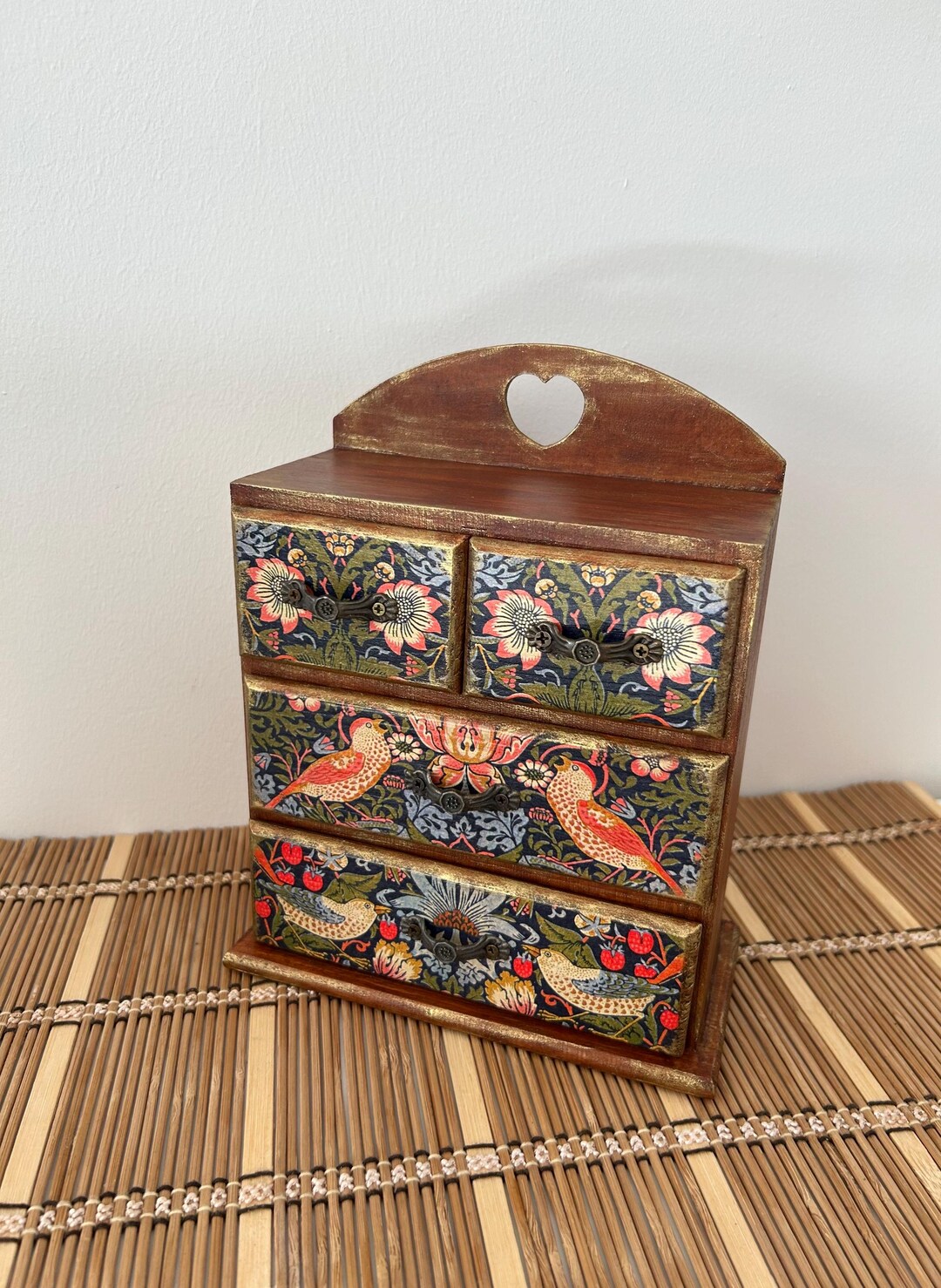 William Morris Strawberry Thief-unique Mini Drawer-hand Decorated ...