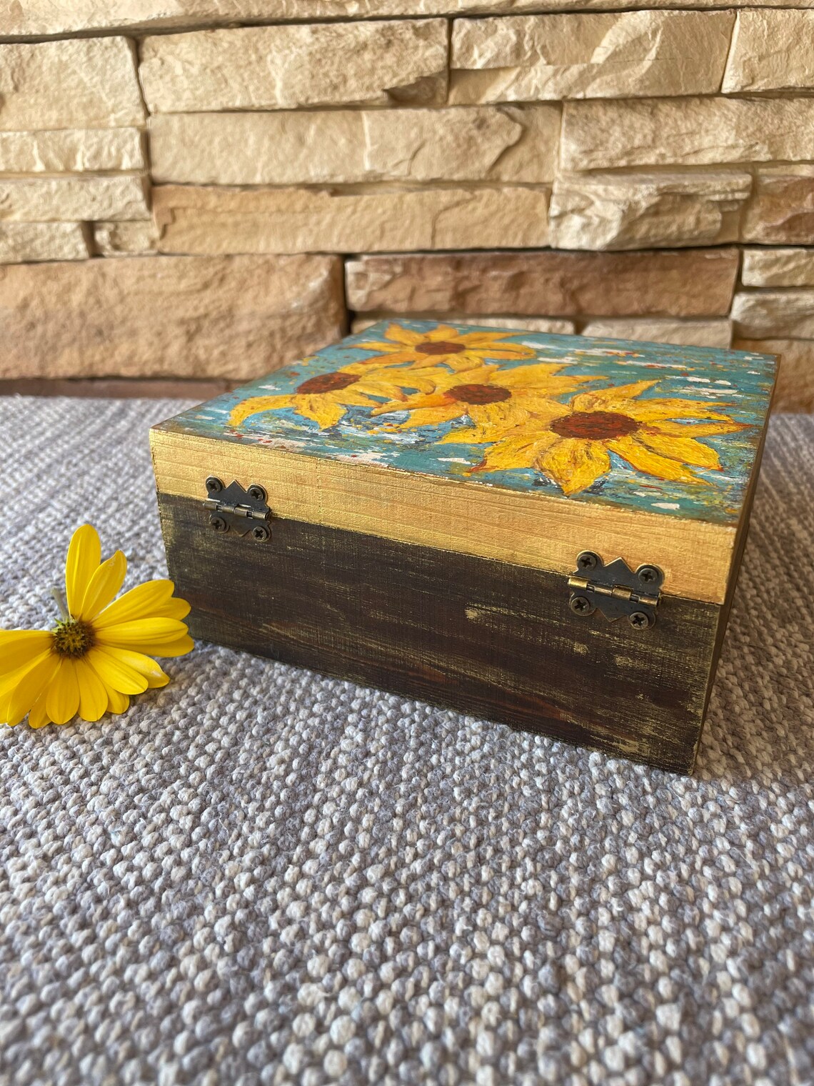 Sunflowers Hand Painted Box Hand Painted Wooden Pine - Etsy