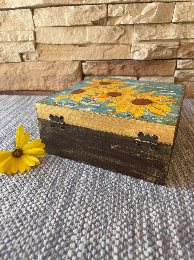 Sunflowers Hand Painted Box Hand Painted Wooden Pine - Etsy