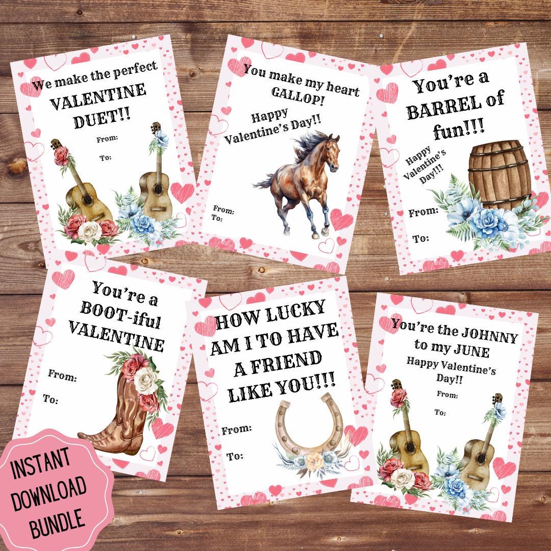 Western Valentines Cards, Printable Valentines Cards, Cowboy Valentines ...