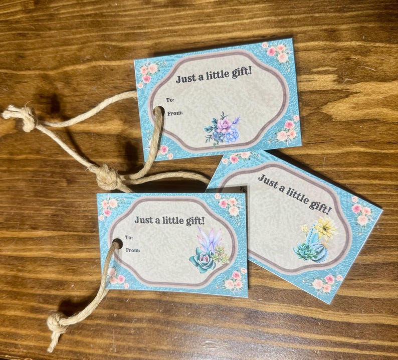 Succulent Floral Gift Tags, Printable Gift Tags, Country Gift Labels ...