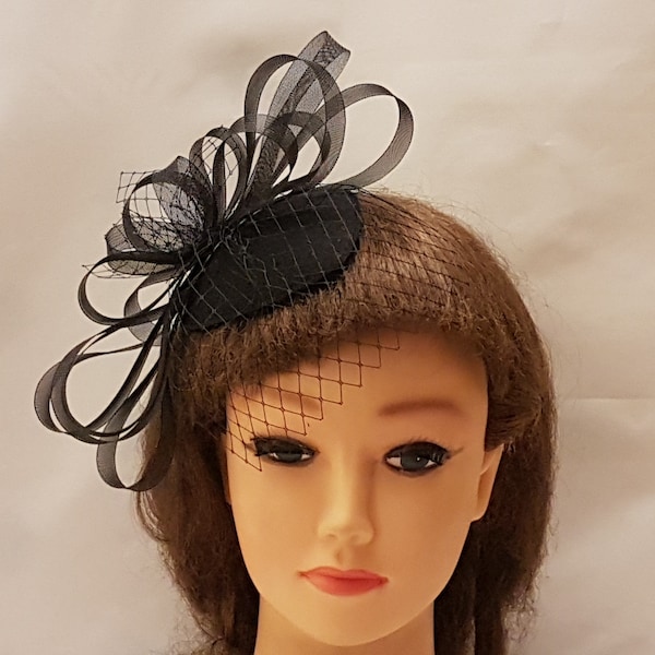 Black Fascinator - Etsy