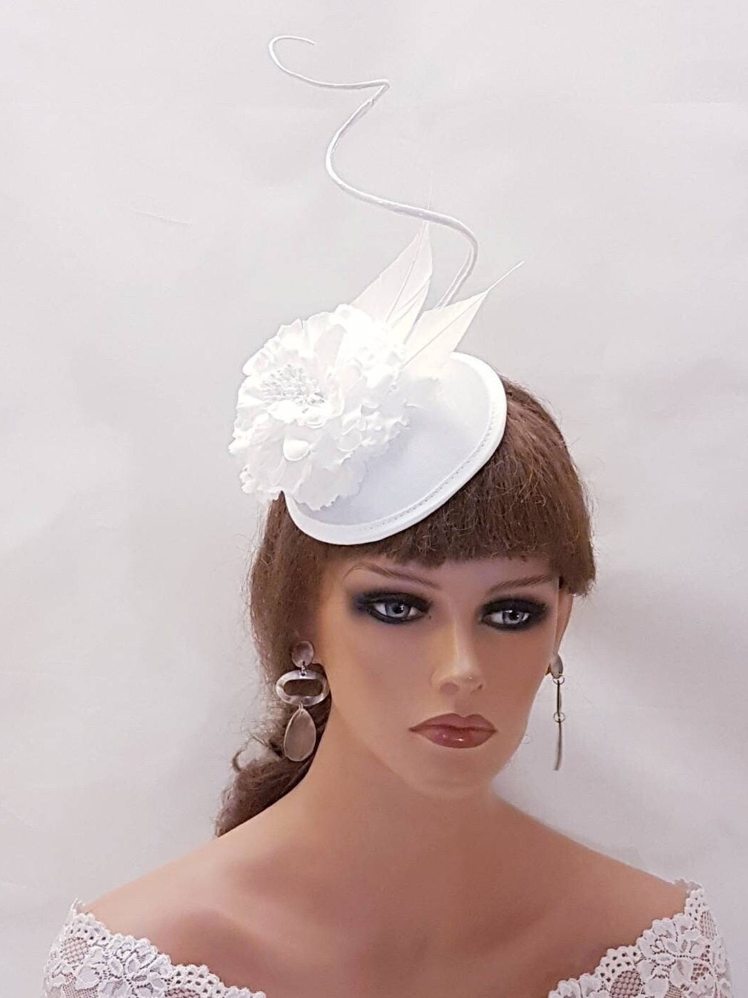 Fascinator Hat #bridal Hat Fascinator White Ivory 4050s Quill Feather ...