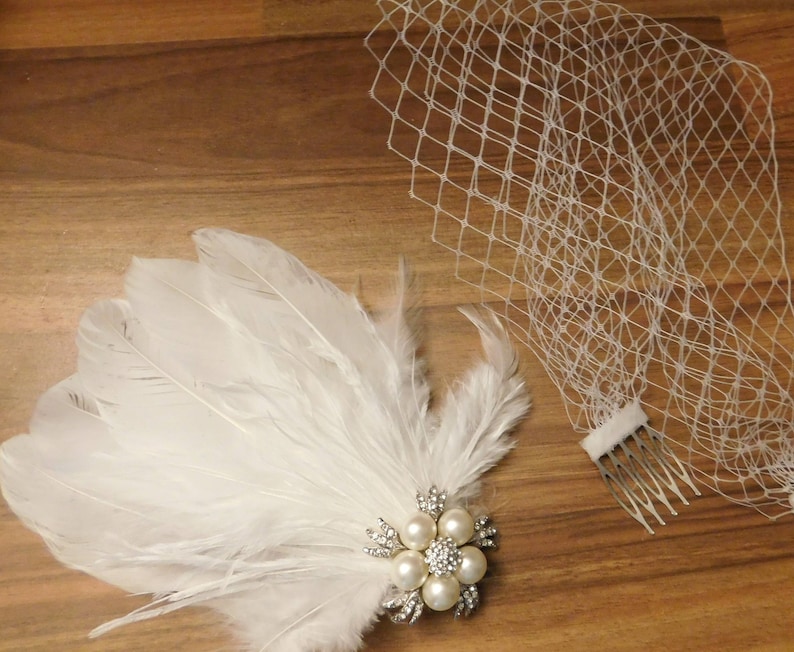 Birdcage Veil Bridal Fascinator Gatsby 1920s Wedding Hair Piece Bridal ...