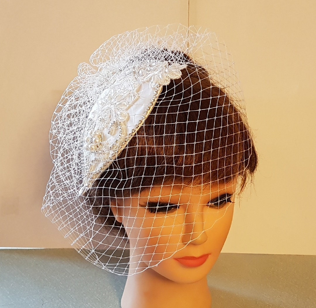Bridal Bird Cage Veil Fascinator Hat fascinator Hat White Ivory ...