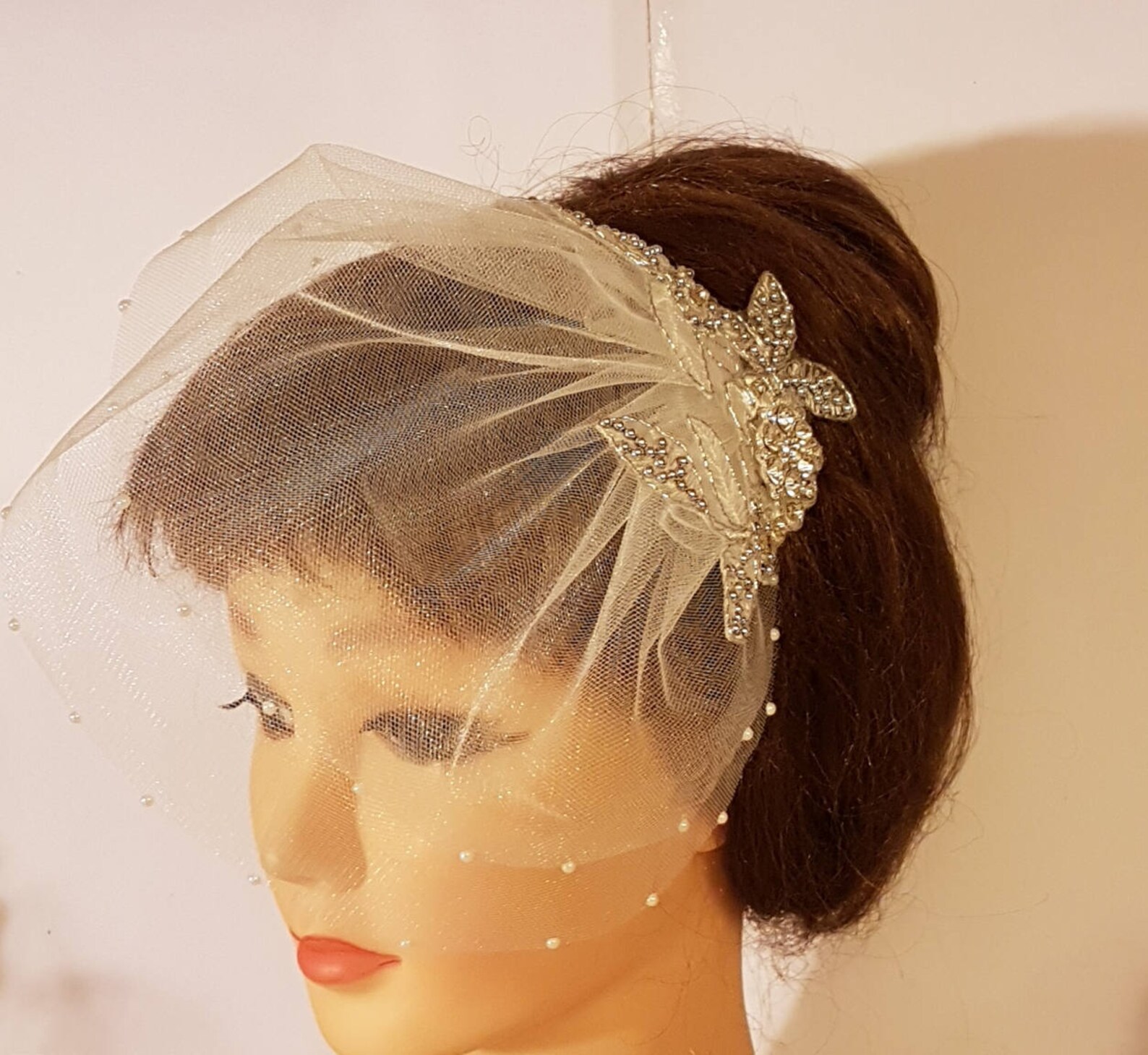 Fascinator Veil Bridal Veil Mini Blusher Veil Headpiece - Etsy