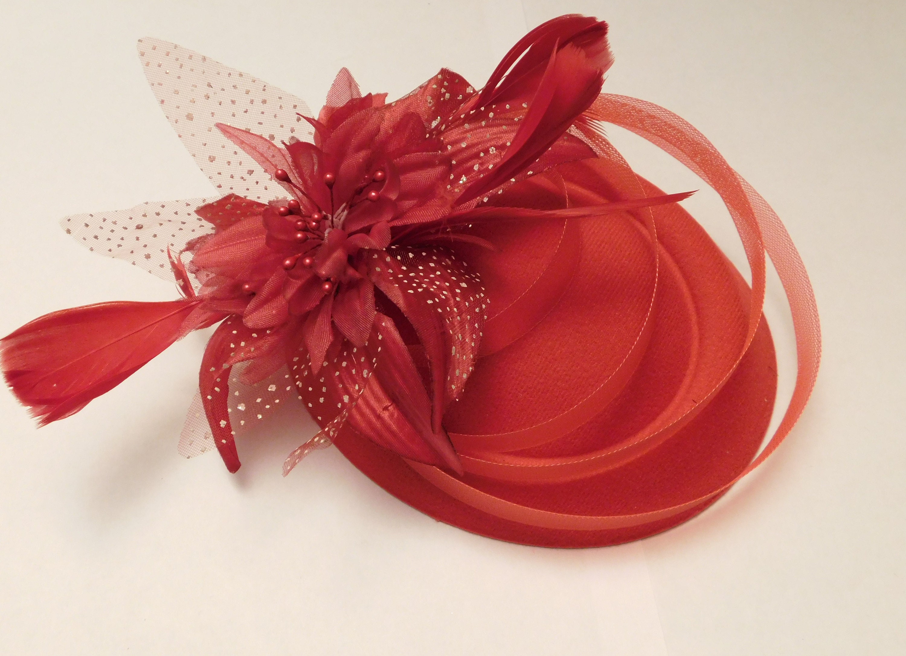 RED FASCINATOR 40s 50s RED Hat Fascinator red Feather Hat - Etsy