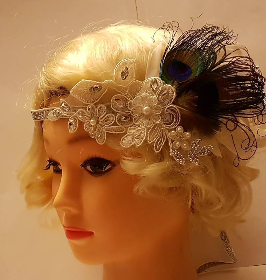 Diadema de Gatsby, diadema de plumas de pavo real 1920s Flapper ...