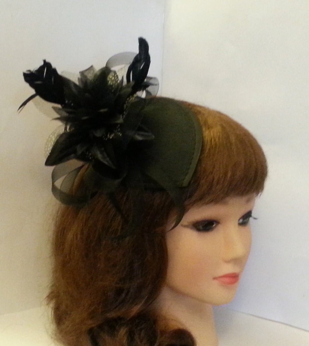 Vintage Style Teardrop Fascinator Hat: Flower & Feather Ascot Accessory ...