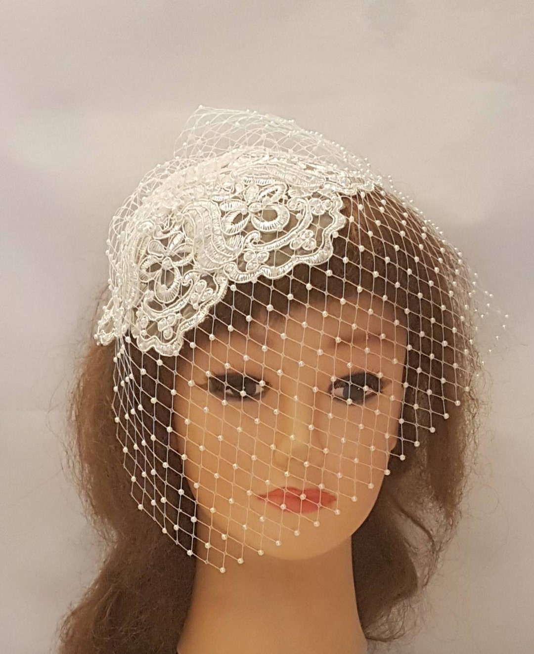 Bird Cage Veil,bridal Juliet Cap Veil,bridal Beaded Headpiece, Bridal ...