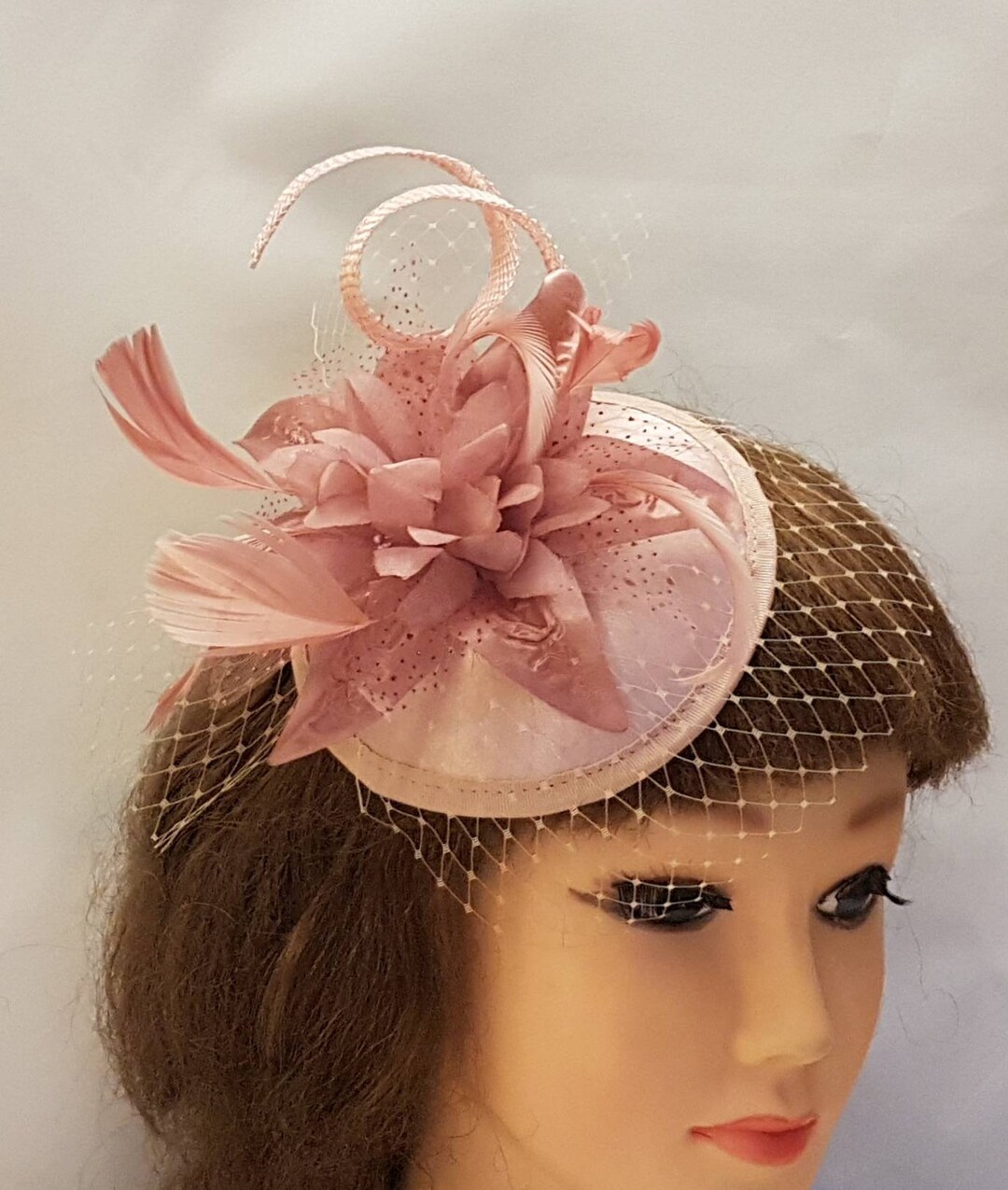 PINK FASCINATOR, Shade of Blush Pink/rose Hat Fascinator # Feather Hat ...