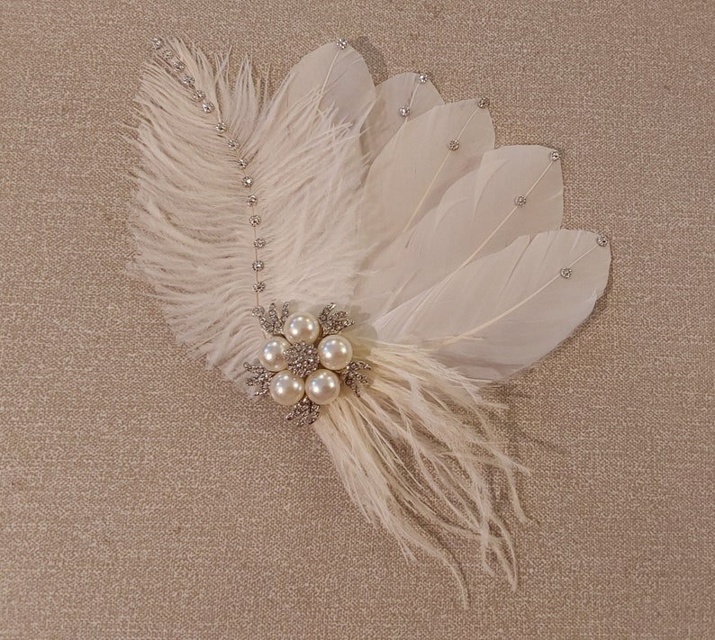 Bridal Feather Fascinator: Ivory Pearl Crystal Hair Clip - Etsy