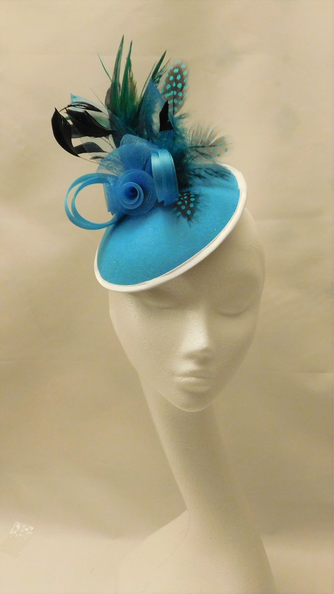 TURQUOISE BLUE Hat Fascinator #blue Feather Hat Fascinator Race Hat ...