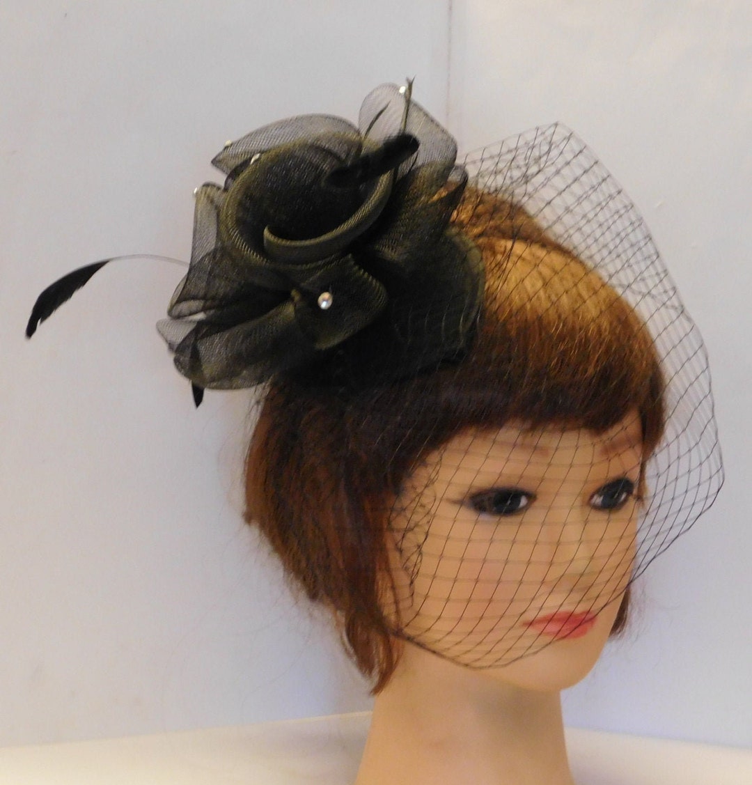 Black Birdcage Veil Fascinator Hat #feather Fascinator Hat White Ivory ...