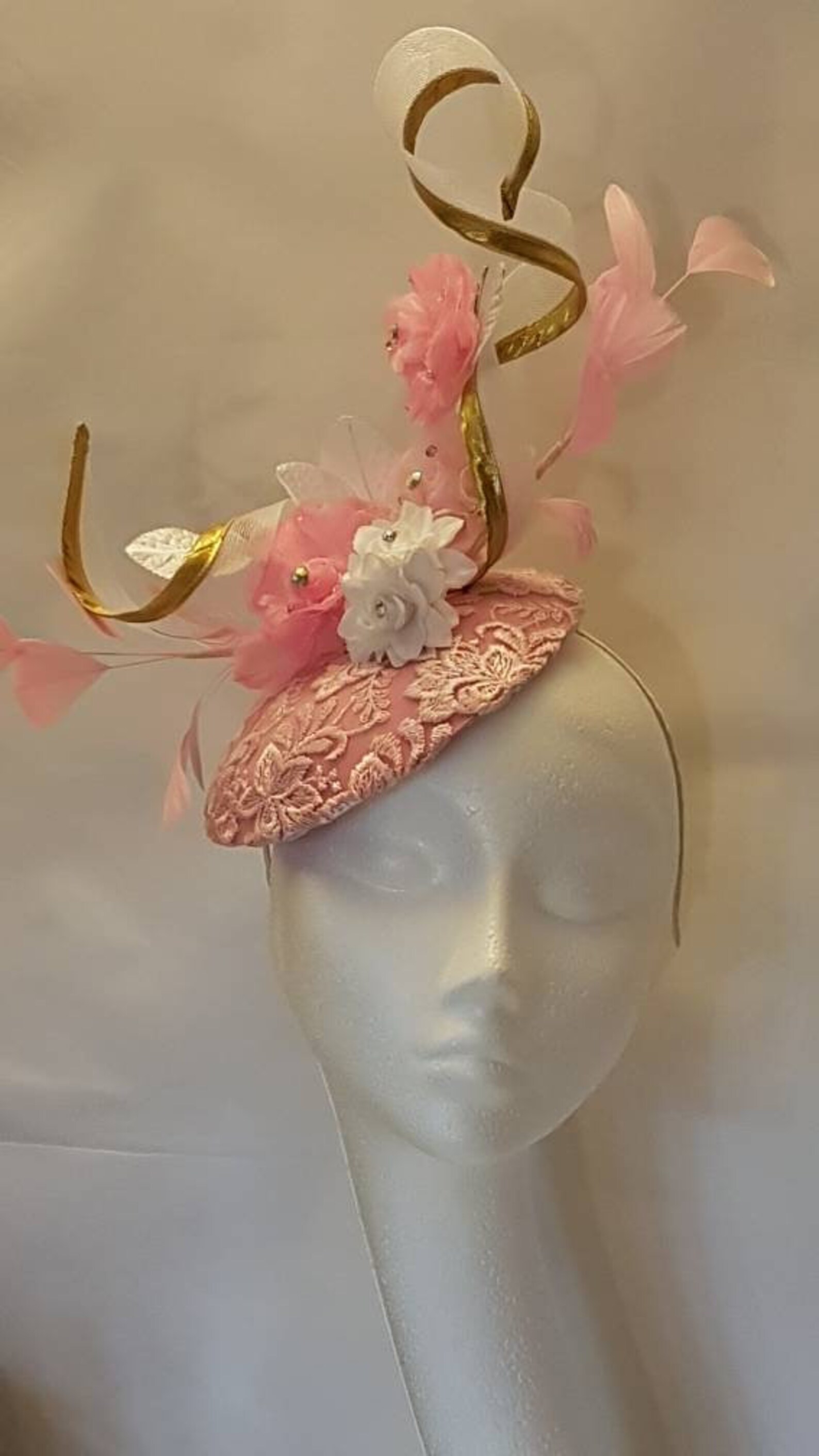 PINK HAT FASCINATOR pink Hat With Gold Edge Swirl Kentucky - Etsy