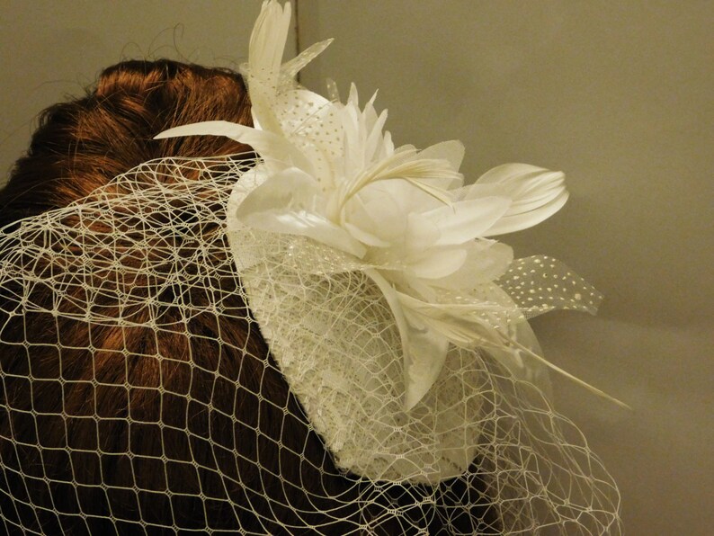 Birdcage Veil Hat Fascinator Bridal Ivory Fascinator Wedding - Etsy UK