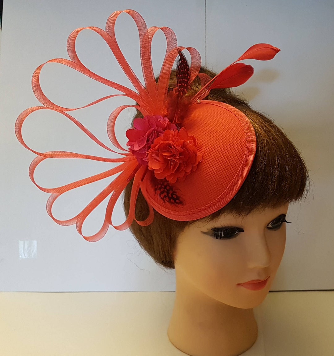RED Ascot Hat Fascinator, Cocktail Party Royal Ascot Hat, Race Hat ...