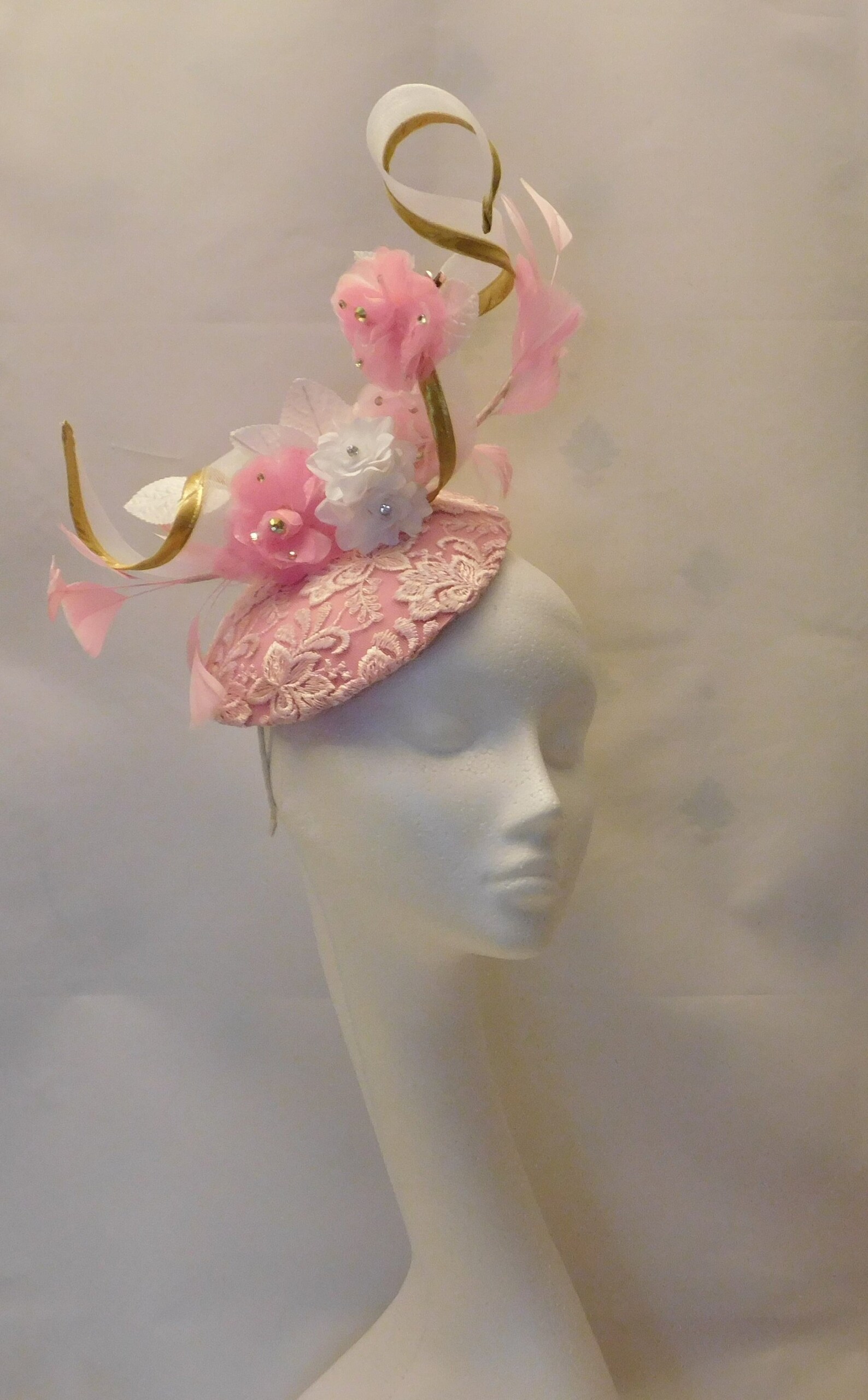 PINK HAT FASCINATOR pink Hat With Gold Edge Swirl Kentucky - Etsy