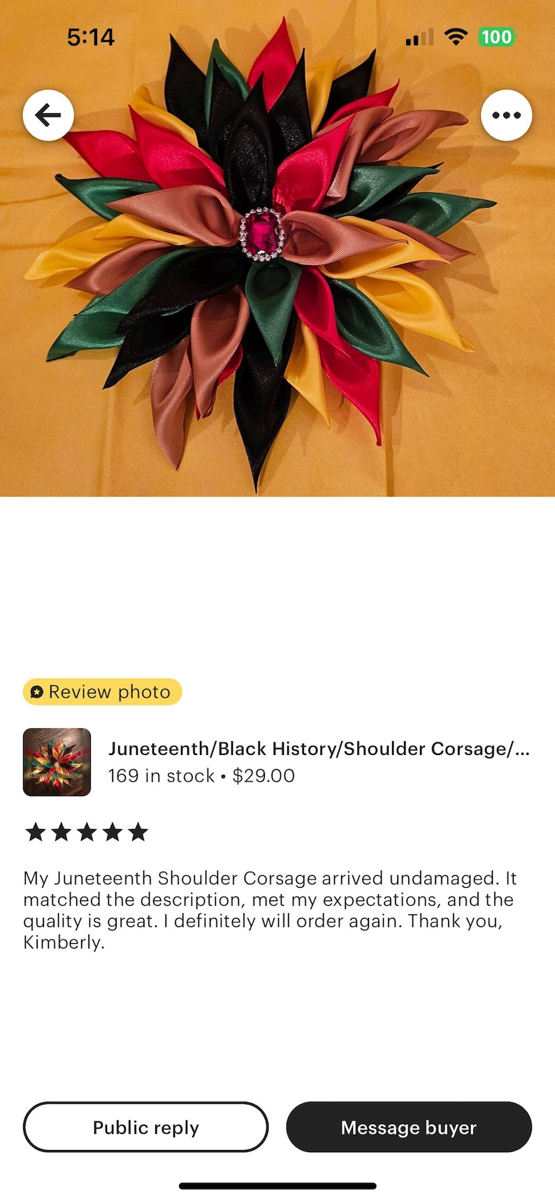 Juneteenth Flower Brooch Pin | Handmade Satin Corsage | Black History ...