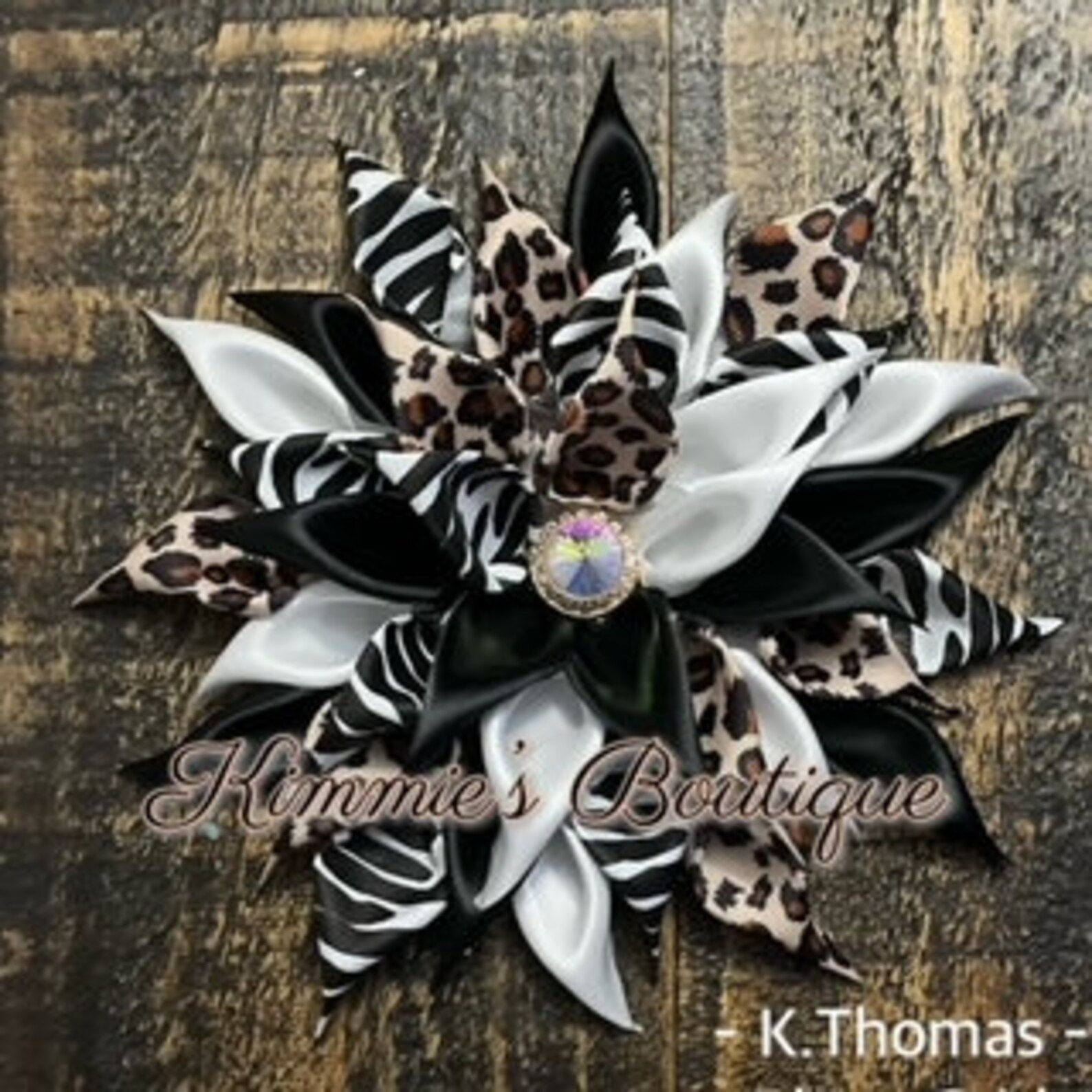 Cheetah Zebra Black& White Corsage/satin Flower Pin/brooch/ - Etsy