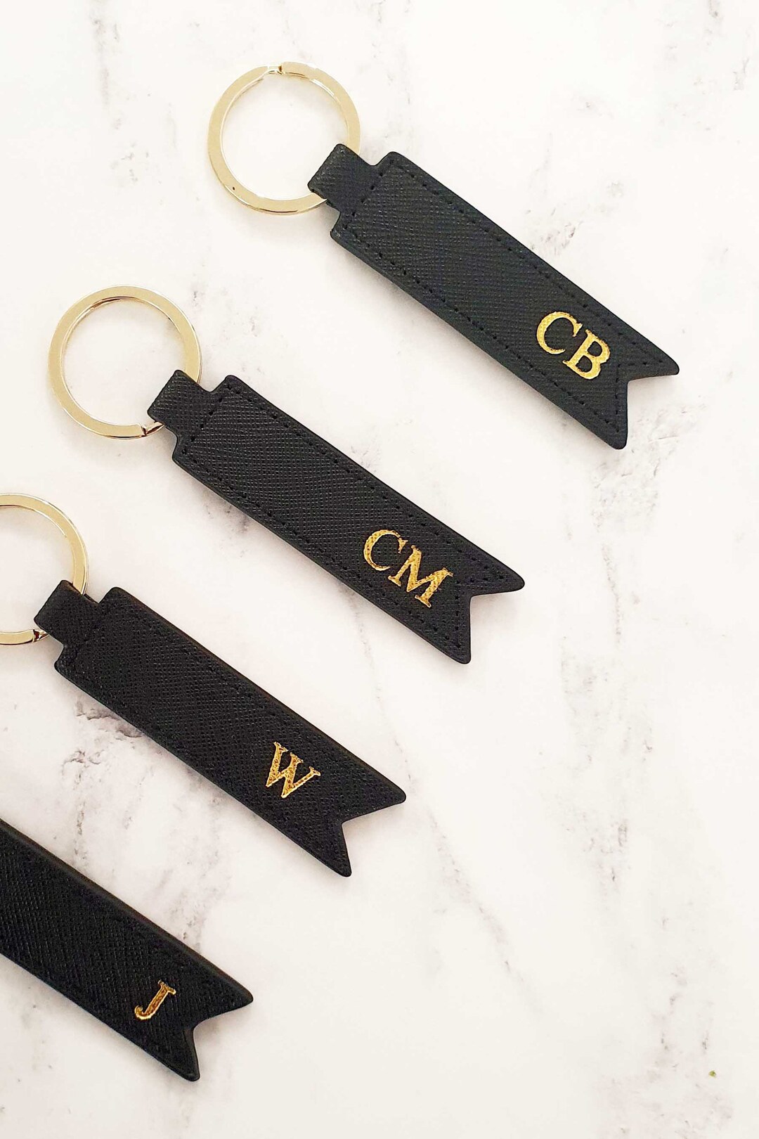 Saffiano Leather Ribbon Personalised Keychain Leather Key Fob Saffiano ...